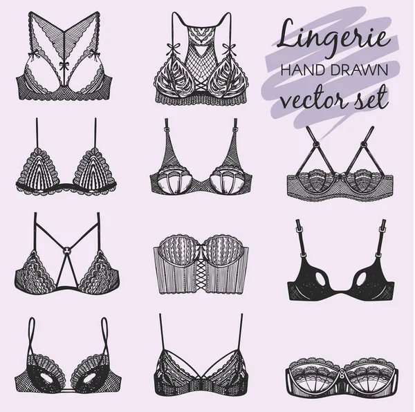 Lingerie Set Vector Underwear Design Outline Hand Drawn Illustration