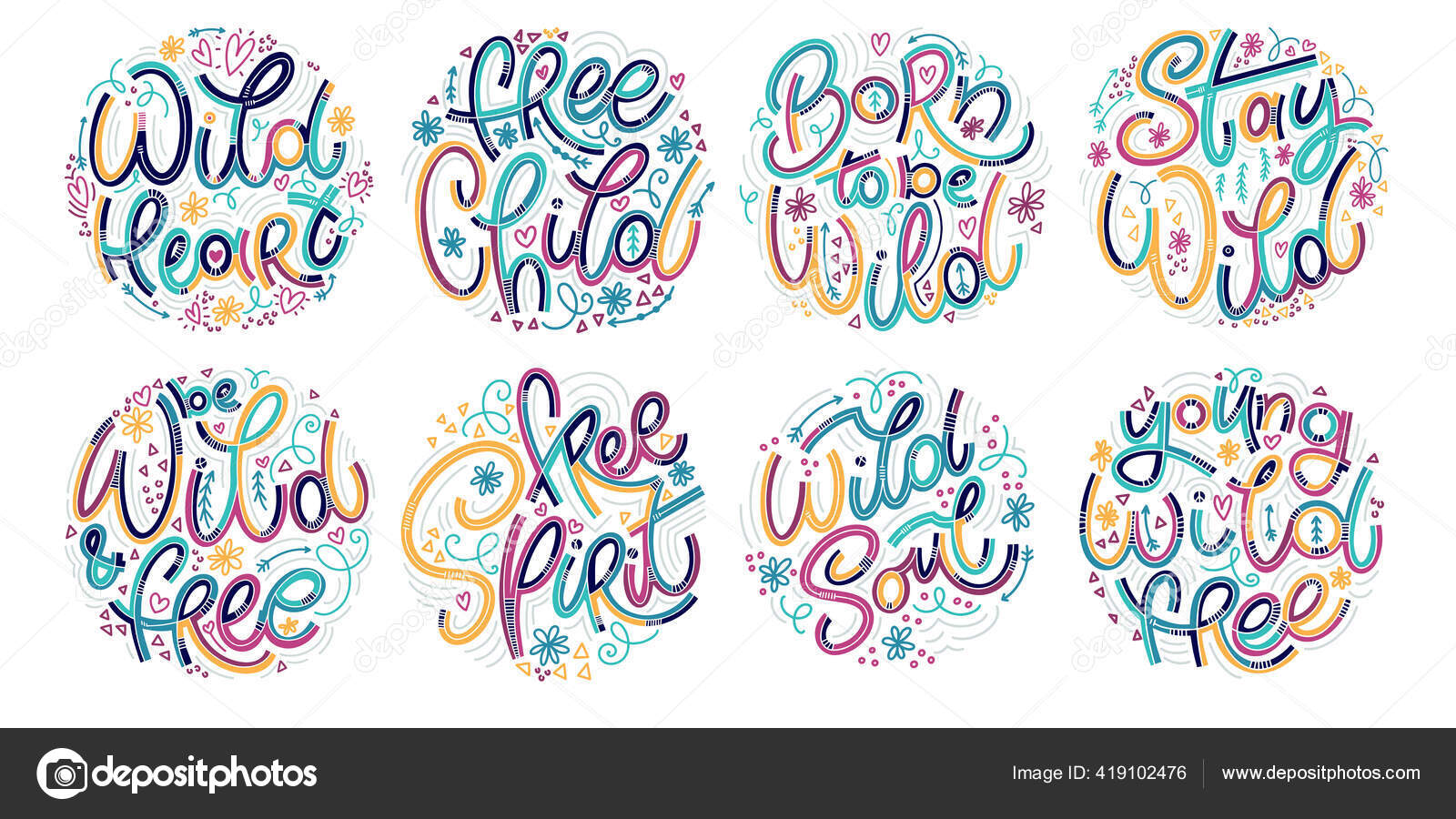 Wild lettering popuar phrase set. Stock Vector by ©Kandella 419102476