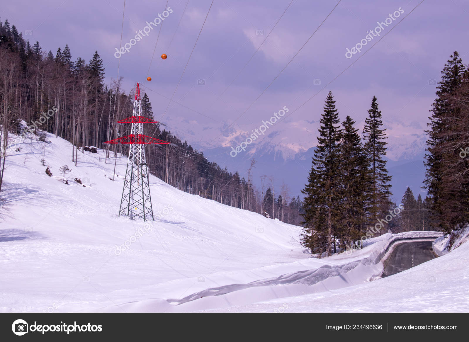 Big Red Electric Tower Road — Stock Photo © cowii #234496636