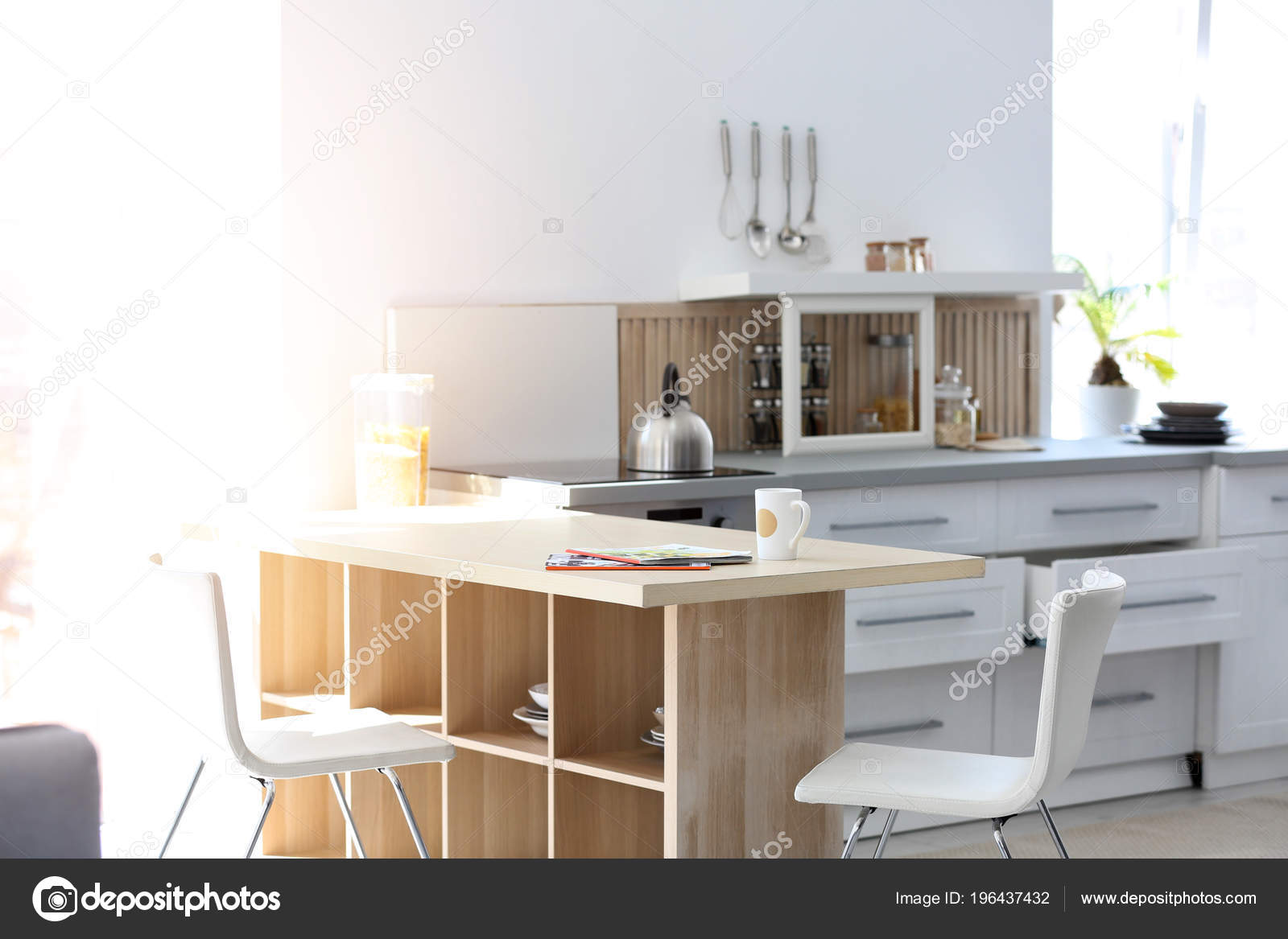 Stylish Kitchen Interior Setting Idea Home Design — Stock Photo ...
