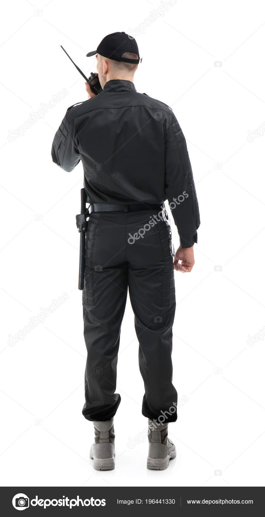 Guardia Seguridad Masculino Usando Transmisor Radio Portátil Sobre ...