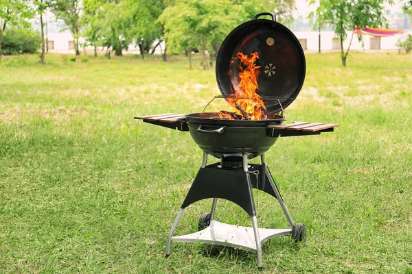Modern Barbecue Grill Fire Flames Outdoors Stock Photo by ©NewAfrica ...