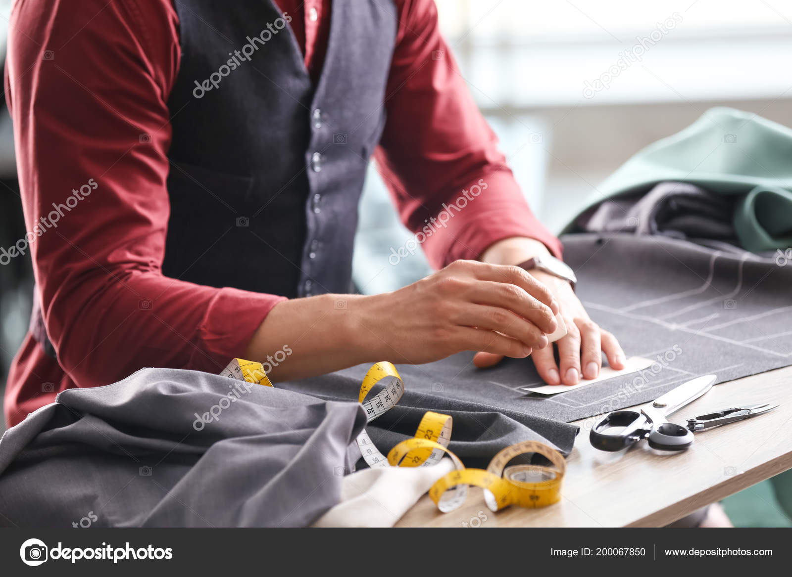 Tailor Working Table Atelier Closeup Stock Photo by ©NewAfrica 200067850