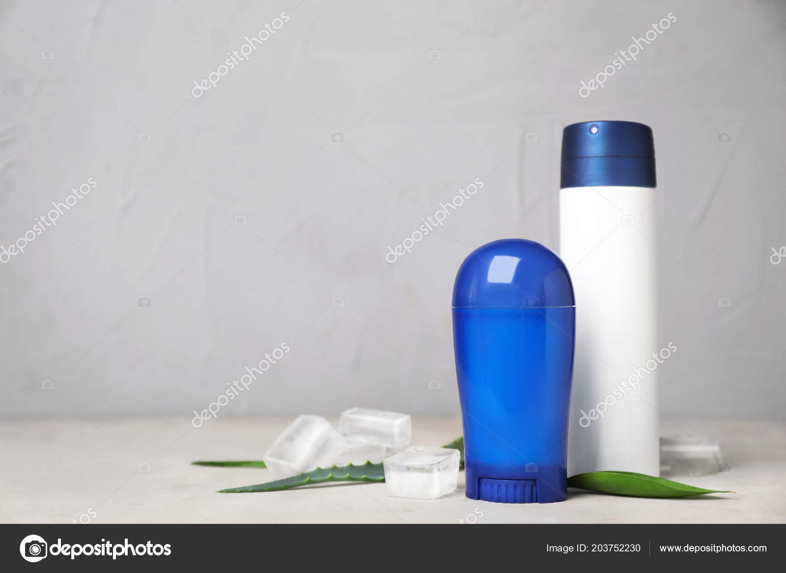 Different Deodorants Ice Cubes Aloe Table Personal Hygiene Stock Photo ...