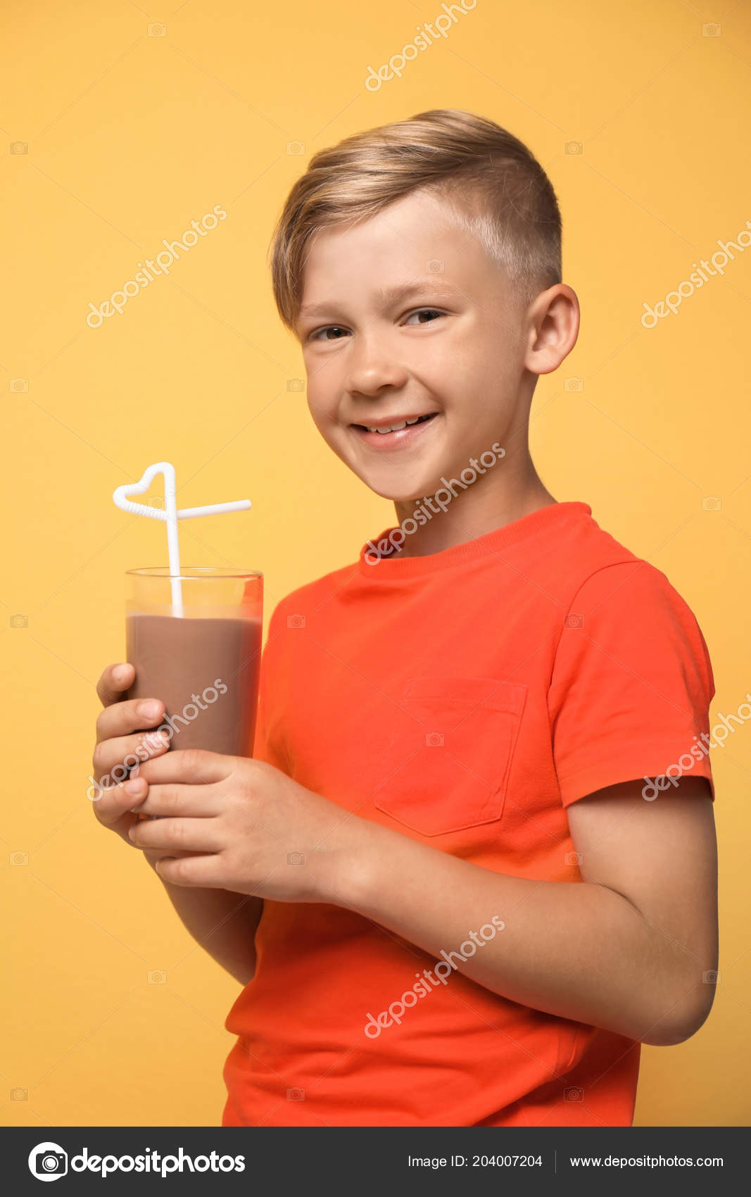 Little Boy Glass Milk Shake Color Background Stock Photo by ©NewAfrica ...