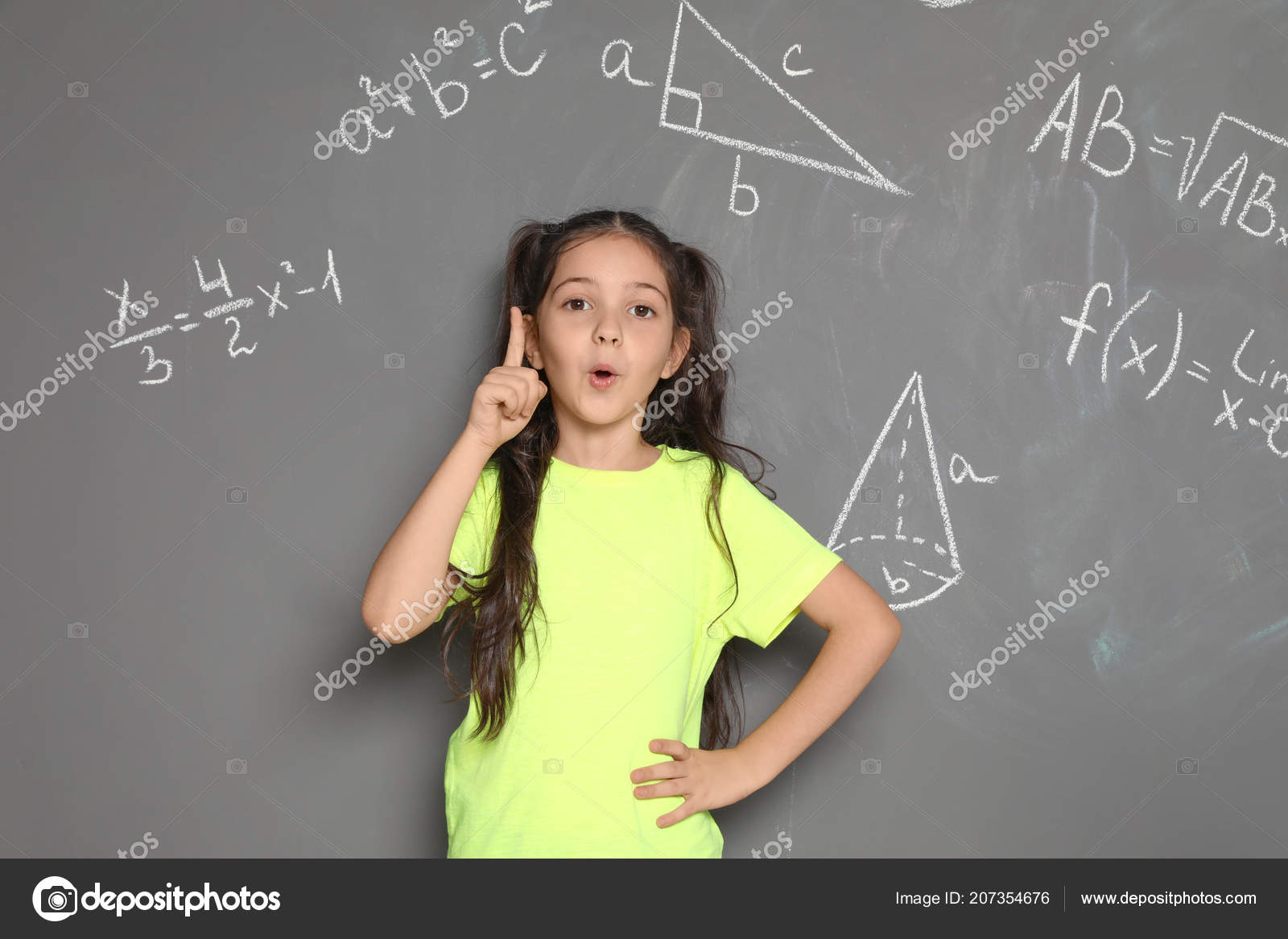Little School Child Mathematical Formulas Grey Background Stock Photo ...