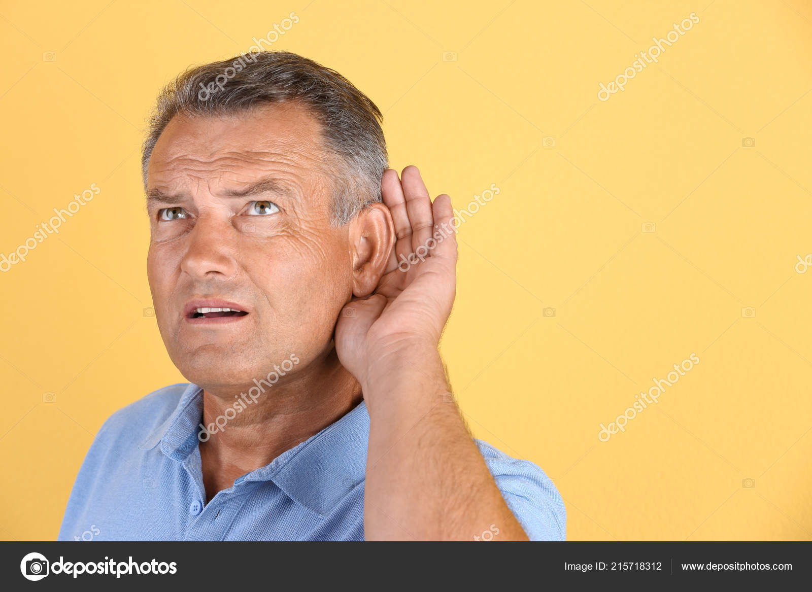 Mature Man Hearing Problem White Background — Stock Photo © NewAfrica ...