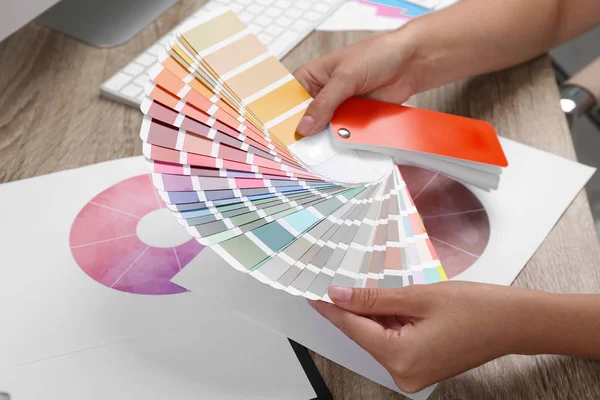 Designer Paint Color Palette Samples Table Closeup Stock Photo by ...