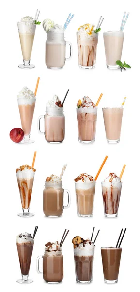 Set Different Types Coffee Drinks White Background Stock Photo by ...