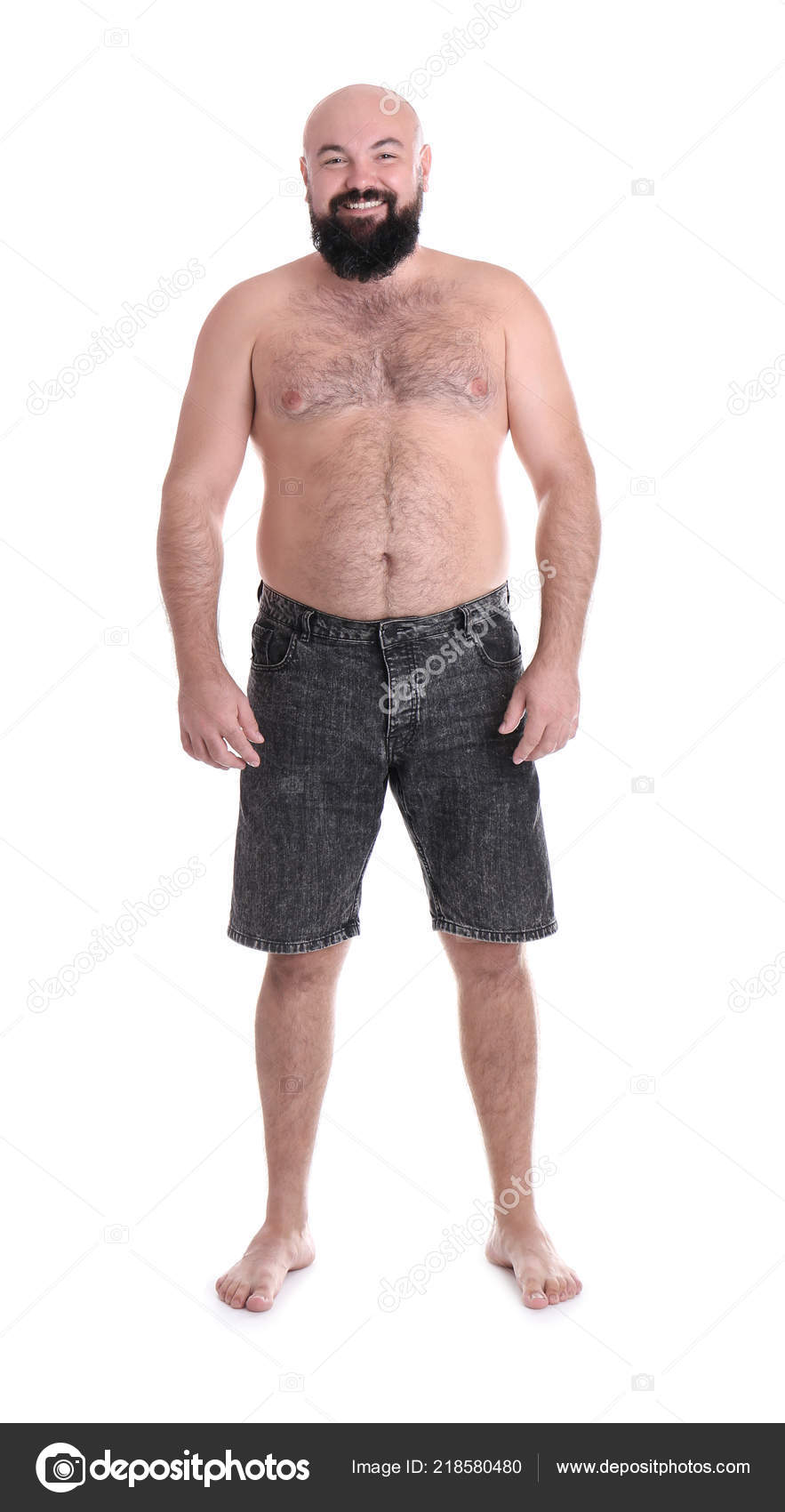 Full Length Portrait Fat Man White Background Weight Loss Stock Photo ...