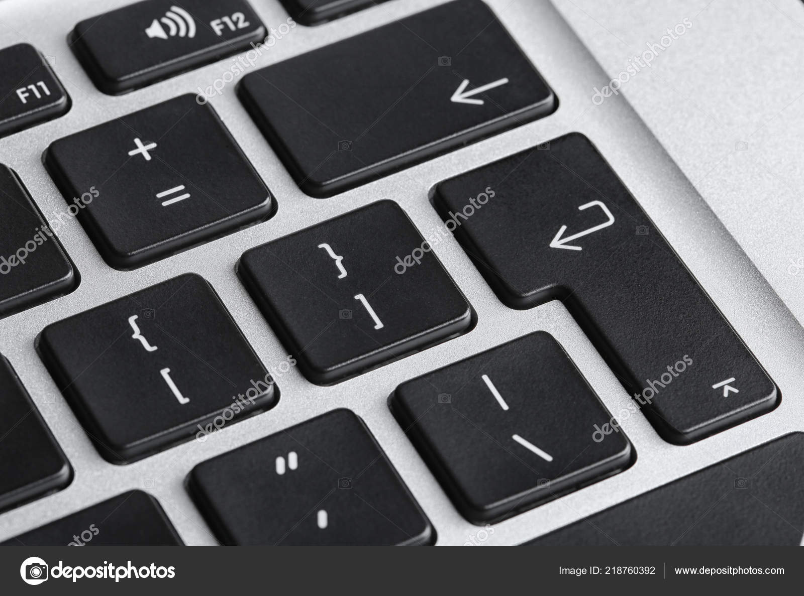 Modern Laptop Keyboard Black Buttons Closeup View Stock Photo by ...