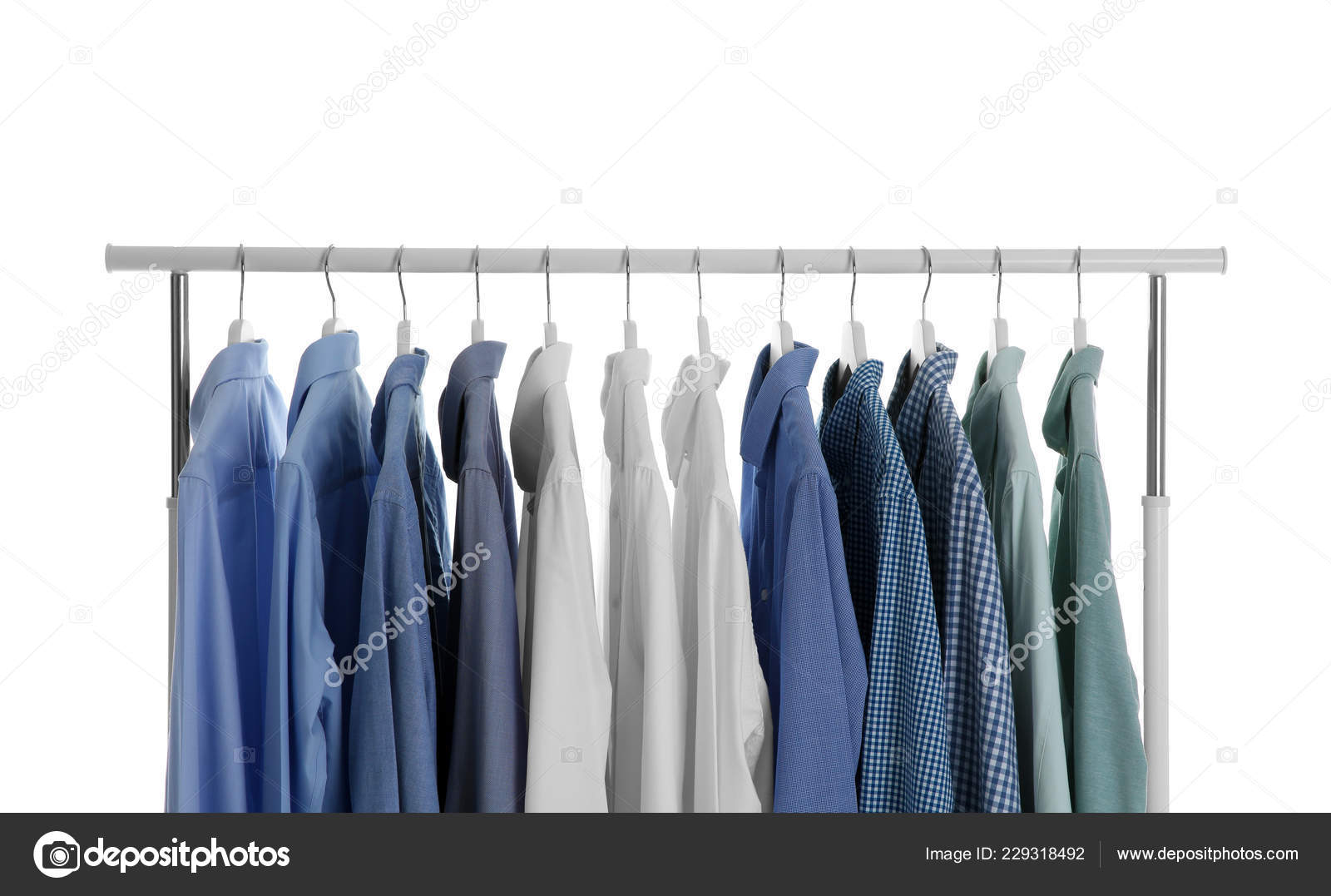 Men Clothes Hanging Wardrobe Rack White Background Stock Photo by ...