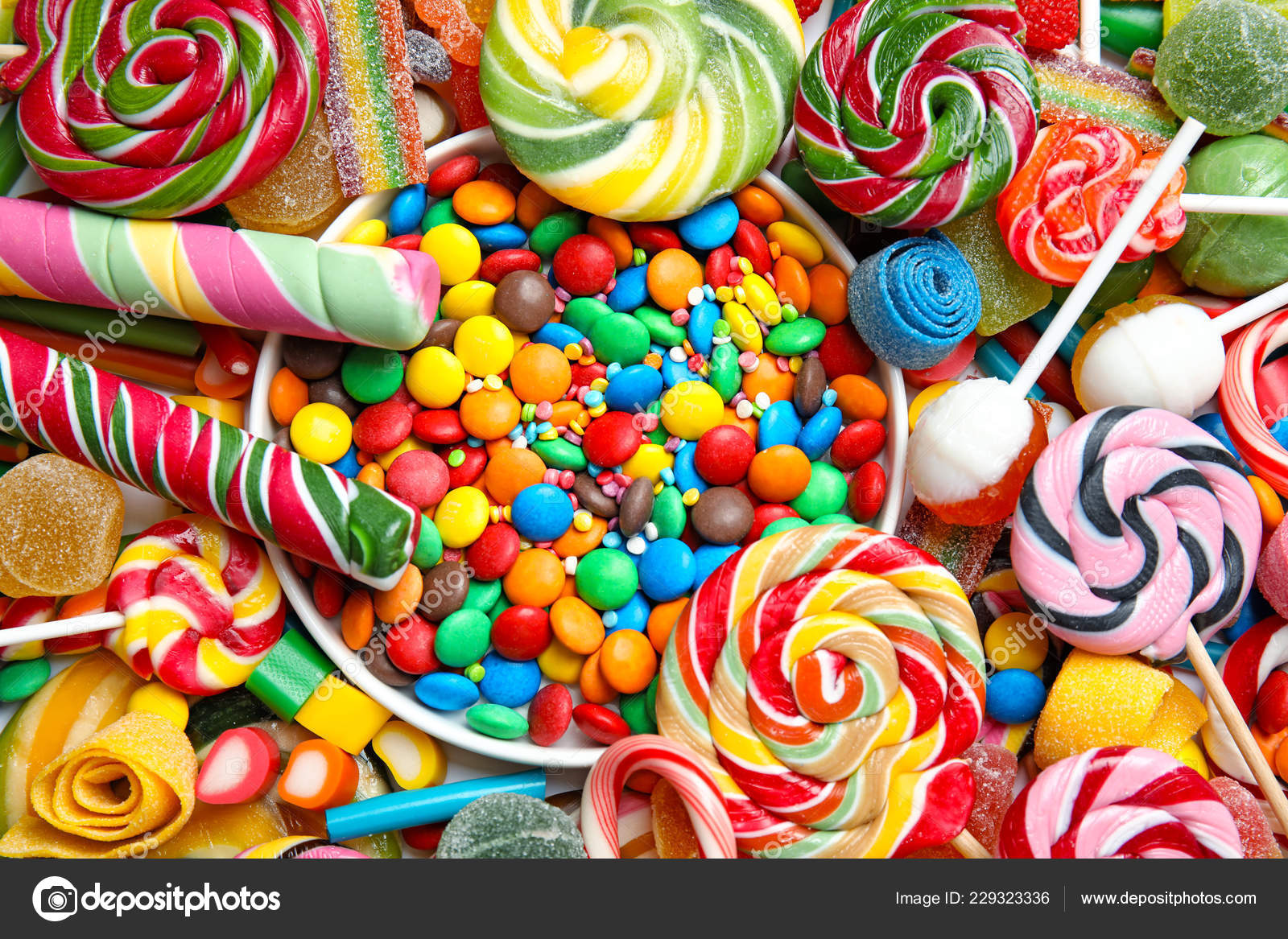 Many Different Yummy Candies Background Top View ⬇ Stock Photo, Image ...