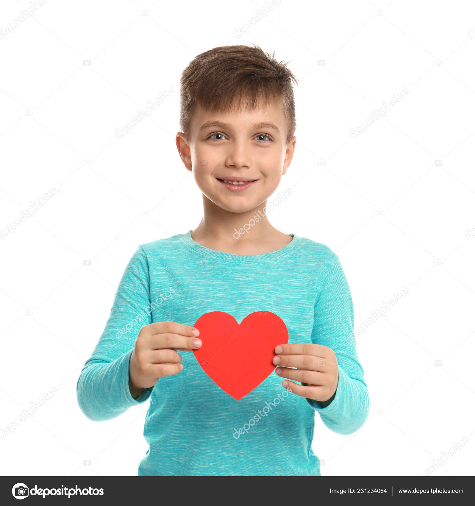 Cute Boy Decorative Heart White Background Stock Photo by ©NewAfrica ...