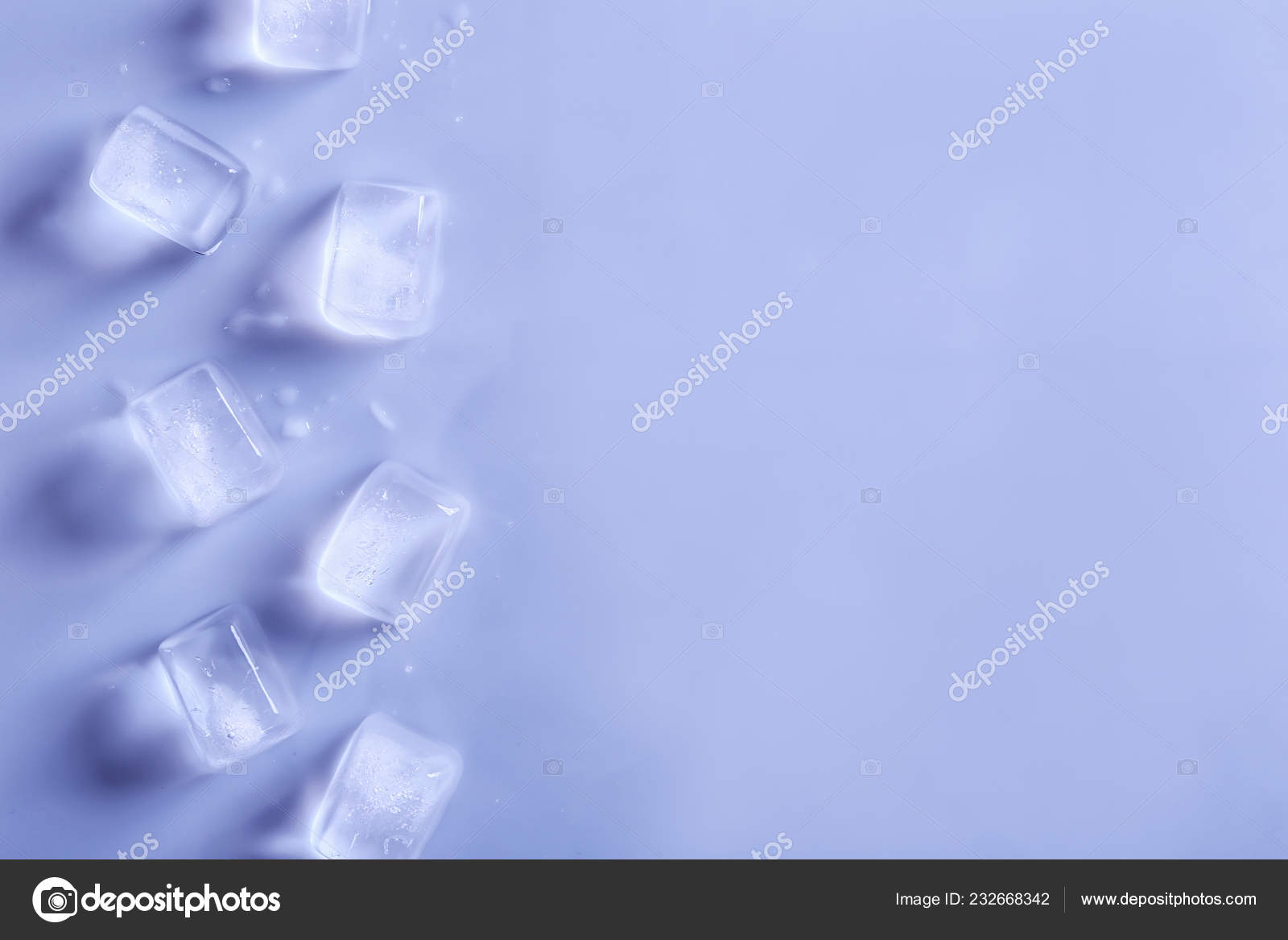 Ice Cubes Color Background Top View Space Text Stock Photo by ...