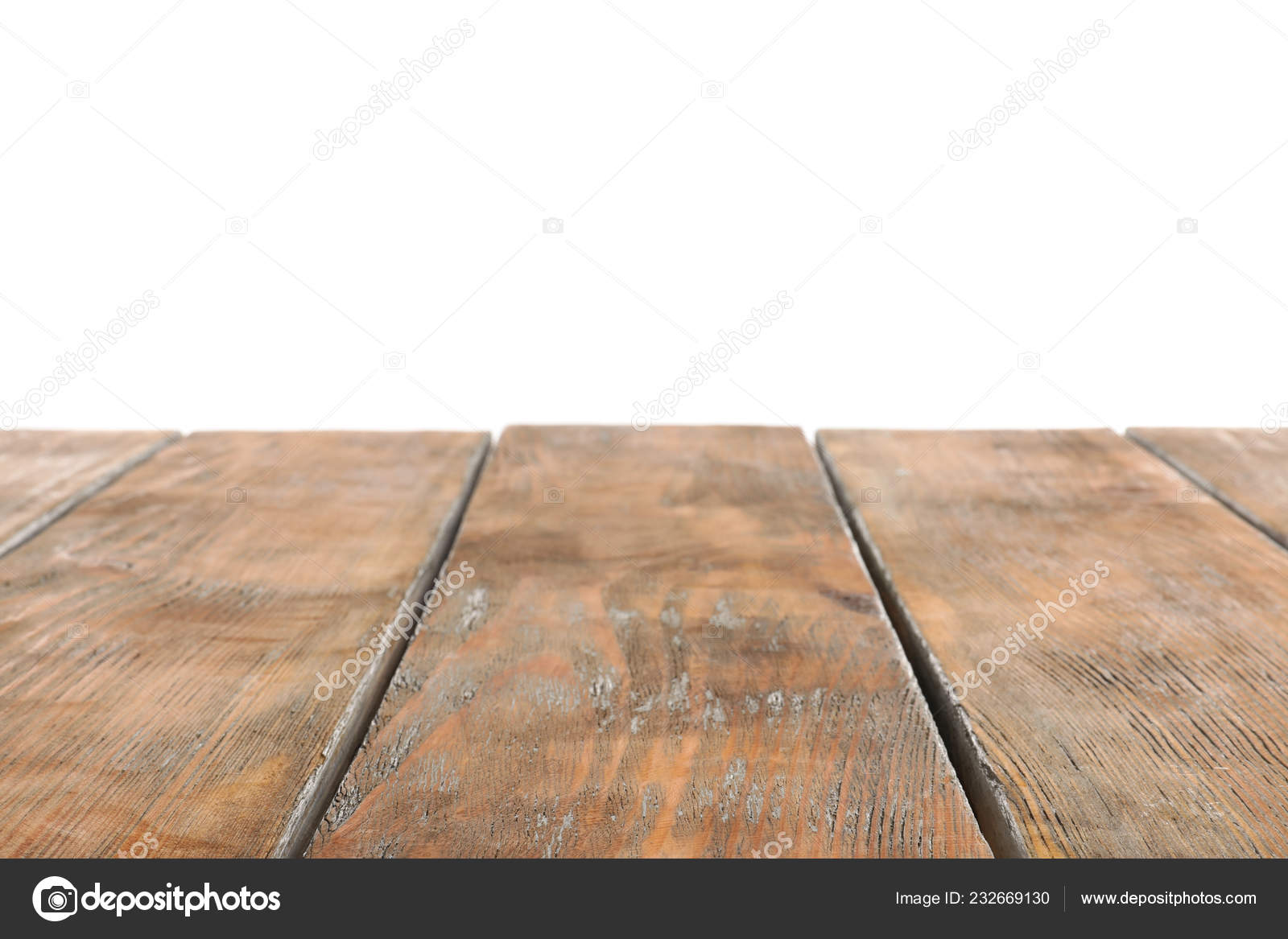 Empty Wooden Table Surface White Background Stock Photo by ©NewAfrica ...