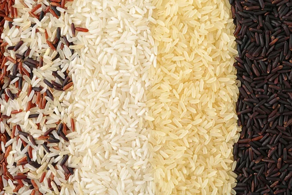 Different Types Brown Rice Background Top View Stock Photo by ...