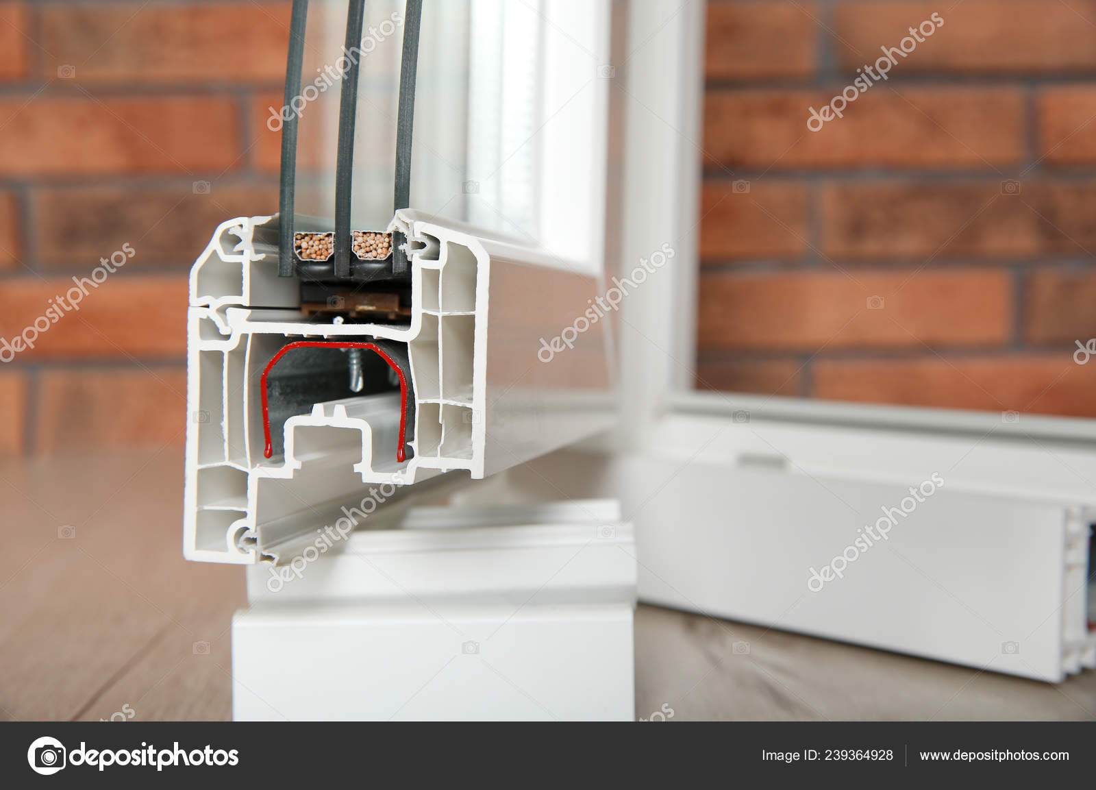 Sample Modern Window Profile Floor Brick Wall Closeup Installation ...