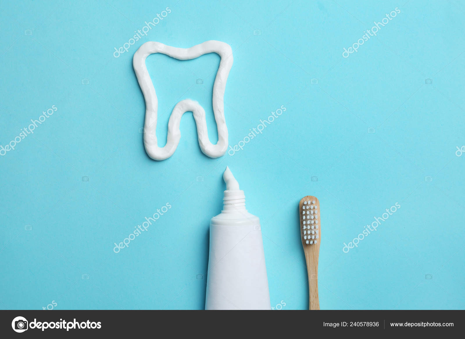 Tooth Made Paste Tube Brush Space Text Color Background Flat Stock ...