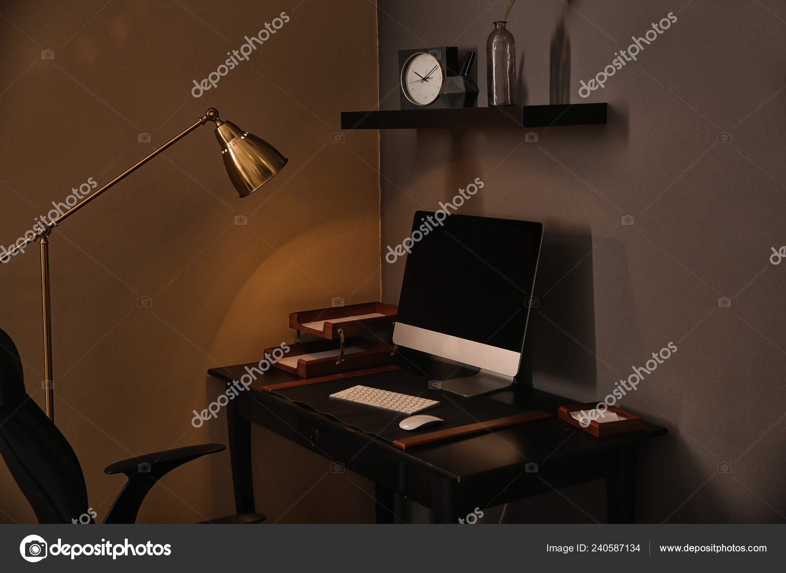 Modern Interior Working Place Computer — Stock Photo © NewAfrica #240587134
