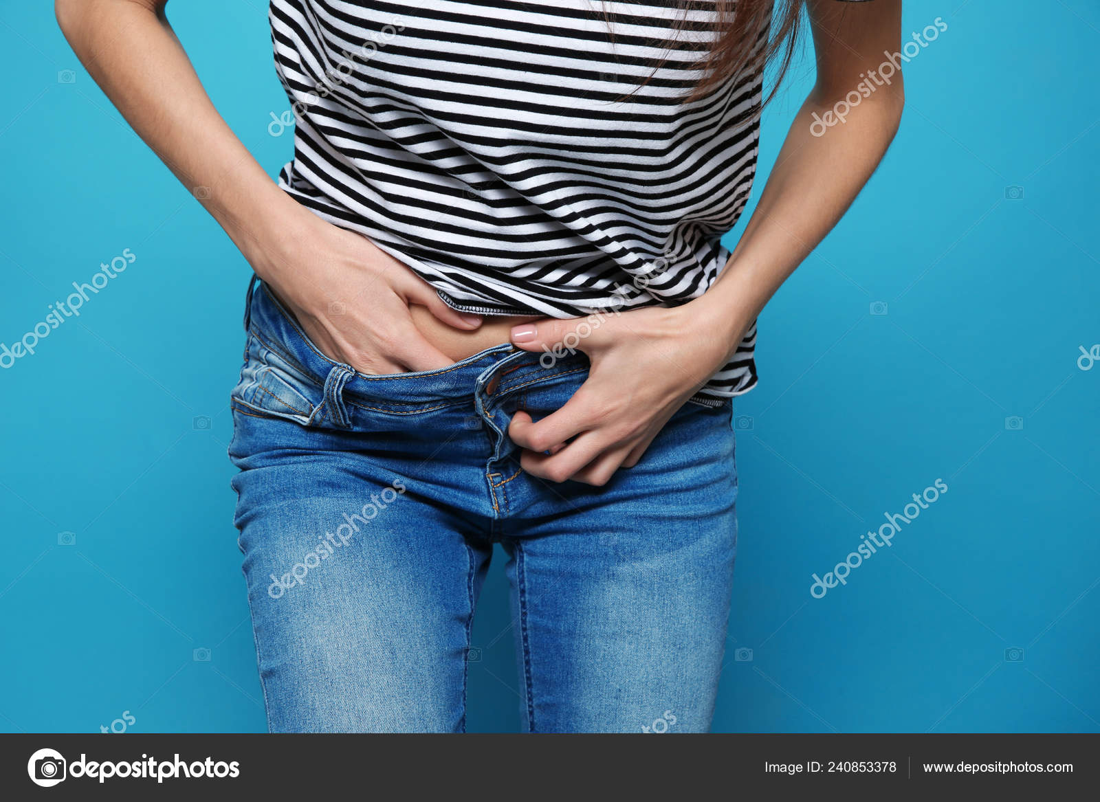Woman Scratching Crotch Color Background Closeup Annoying Itch Stock ...