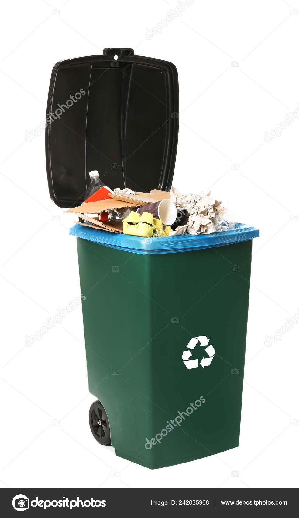 Trash Bin Garbage White Background Waste Recycling Stock Photo by ...
