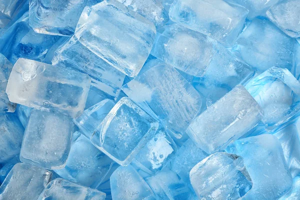 Many ice cubes on color background, top view - Stock Image - Everypixel