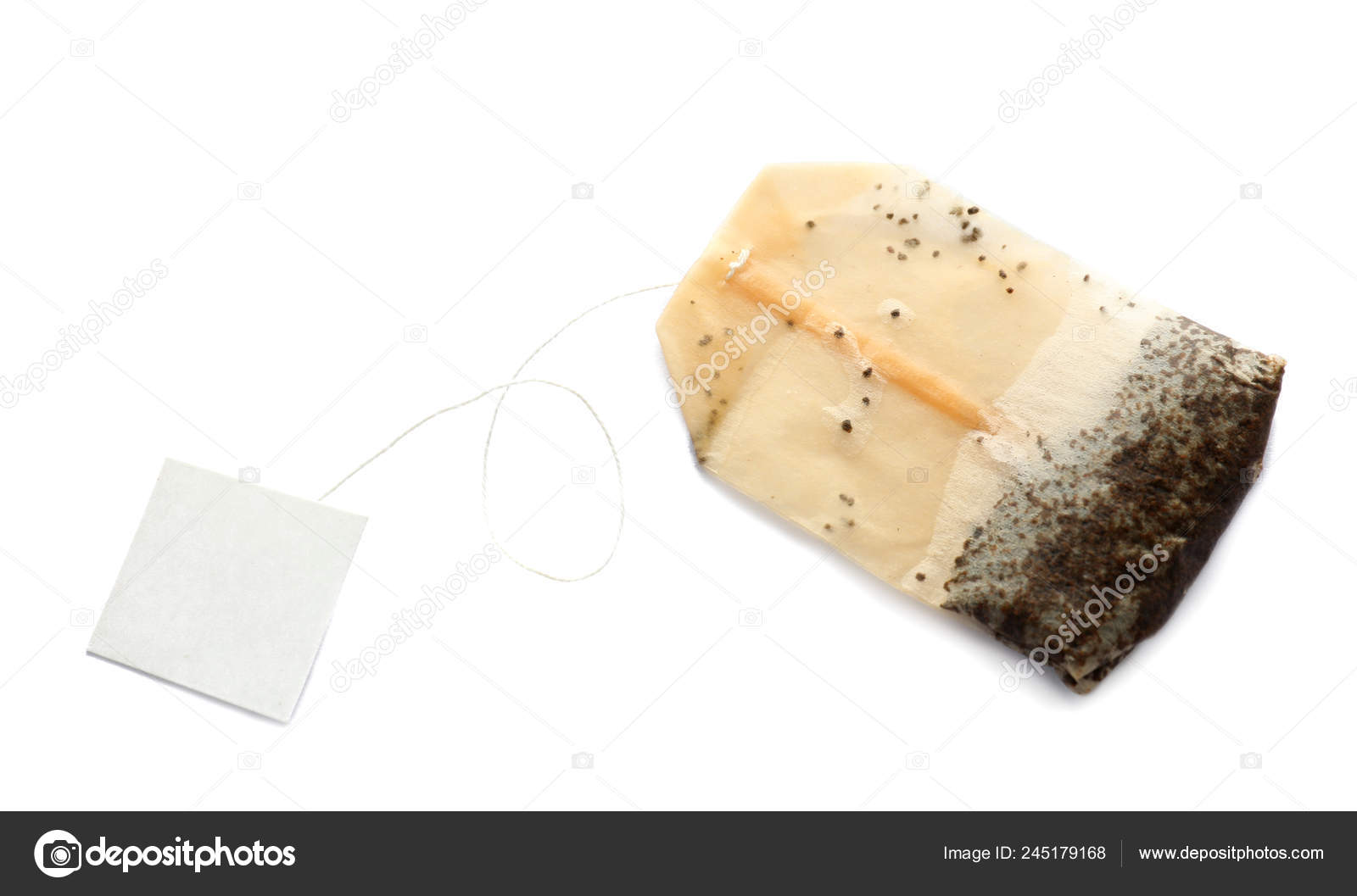 Used Tea Bag White Background Top View Mockup Design Stock Photo by ...