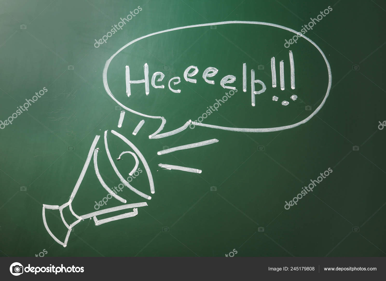 Drawing Loudspeaker Word Help Green Chalkboard Stock Photo by ...