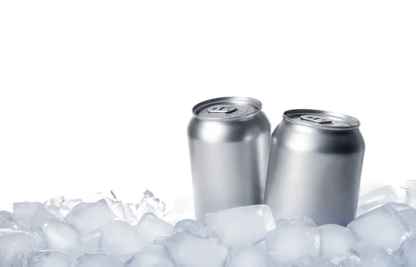 Tin cans and ice cubes on white background Stock Photo by ©NewAfrica ...