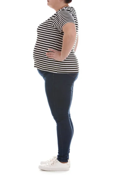 Full Length Portrait Fat Woman White Background Weight Loss Stock Photo ...