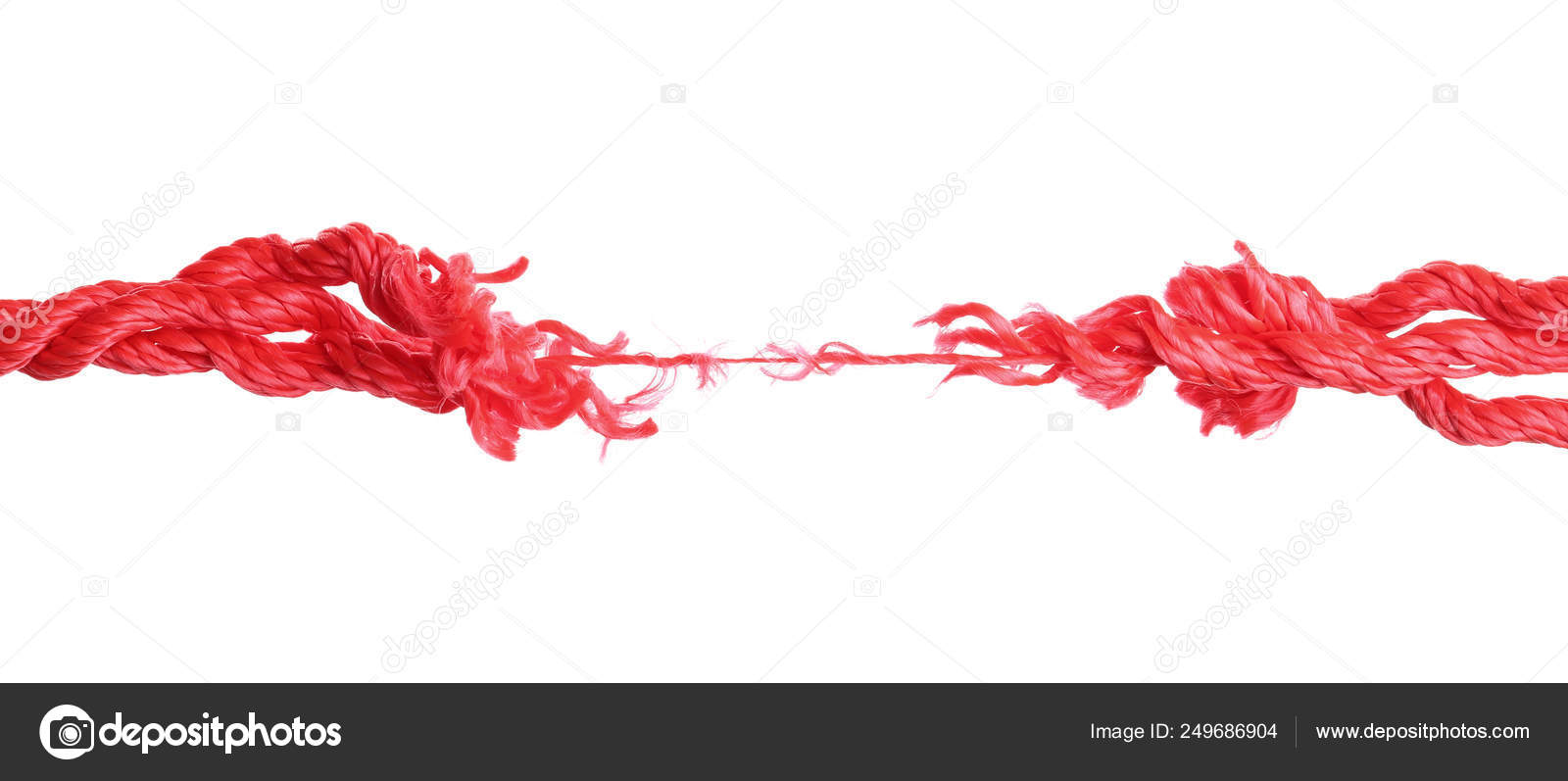 Rupture of red climbing rope on white background Stock Photo by ...