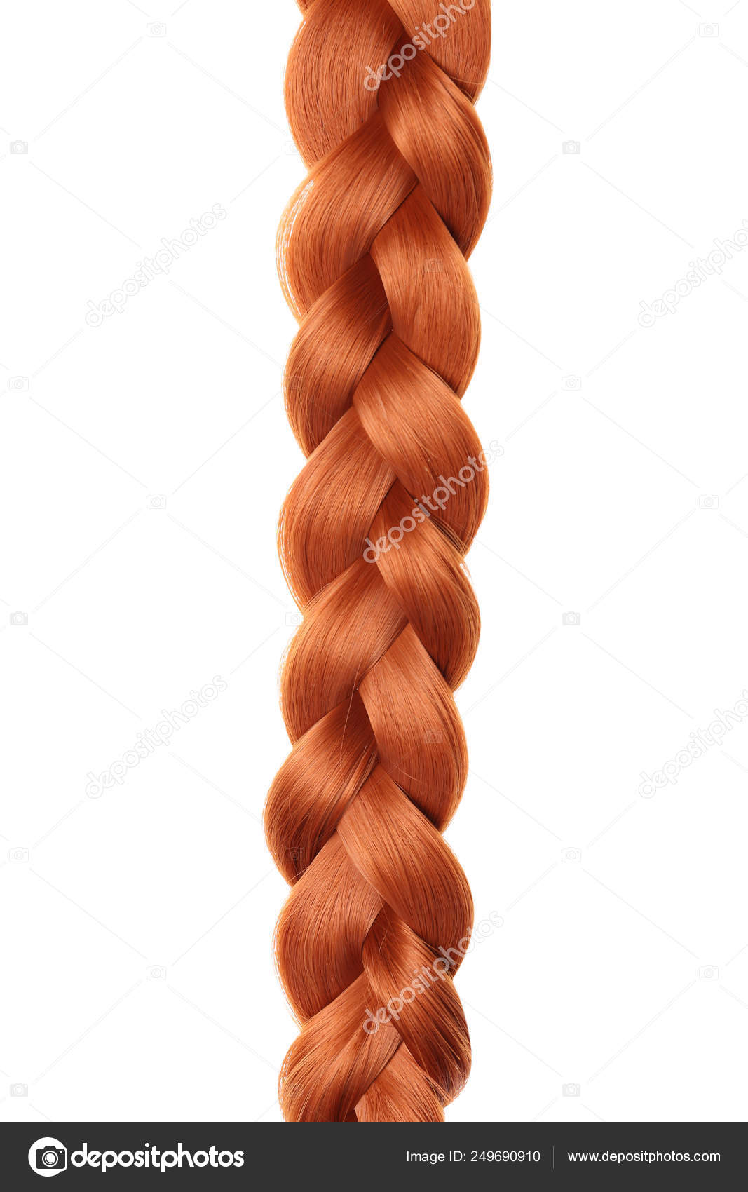 Beautiful long braid on white background. Healthy hair Stock Photo by ...