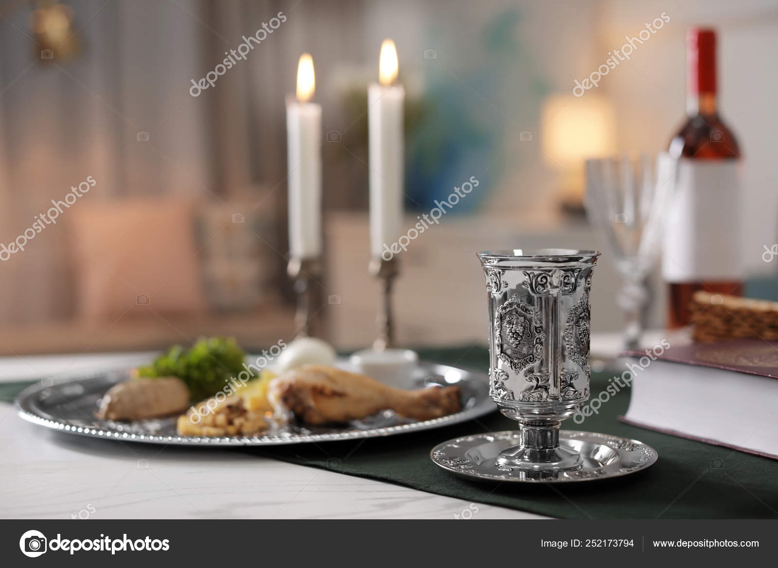 Table served for Passover (Pesach) Seder indoors — Stock Photo ...