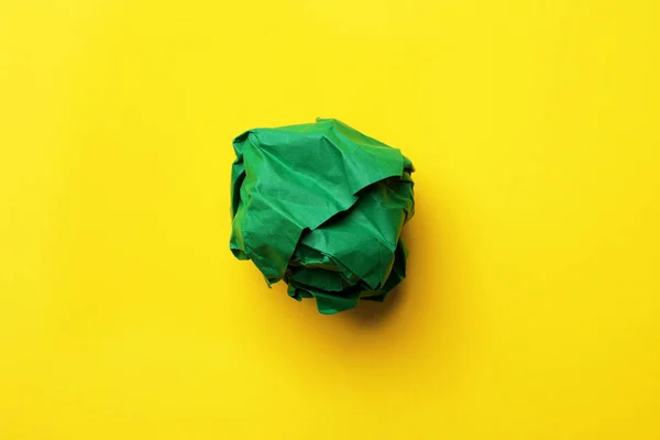 Top View Crumpled Paper Balls Copy Space Yellow Background Think ...