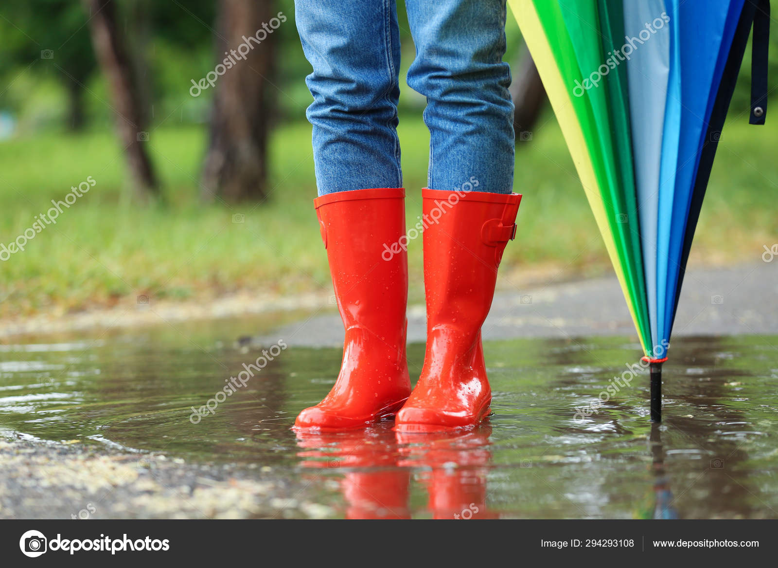 Rain Boots In Puddle