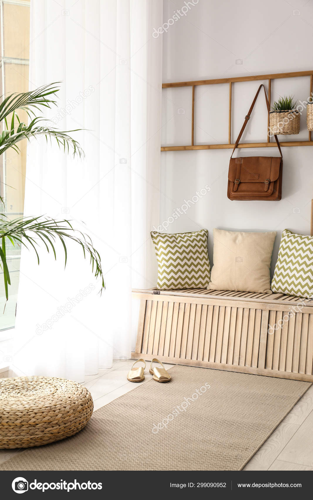 Cozy hallway interior with new stylish furniture Stock Photo by ...