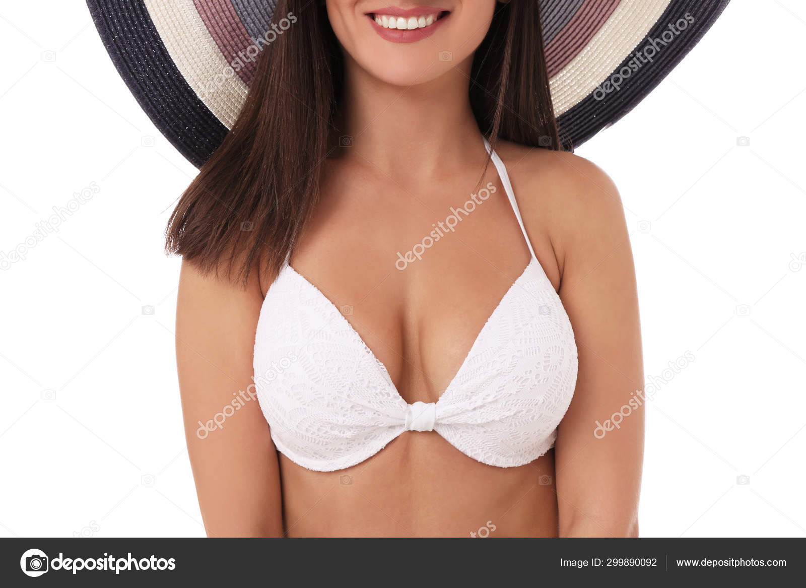 Mujer Bastante Sexy Con Cuerpo Delgado En Bikini Elegante Sobre Fondo