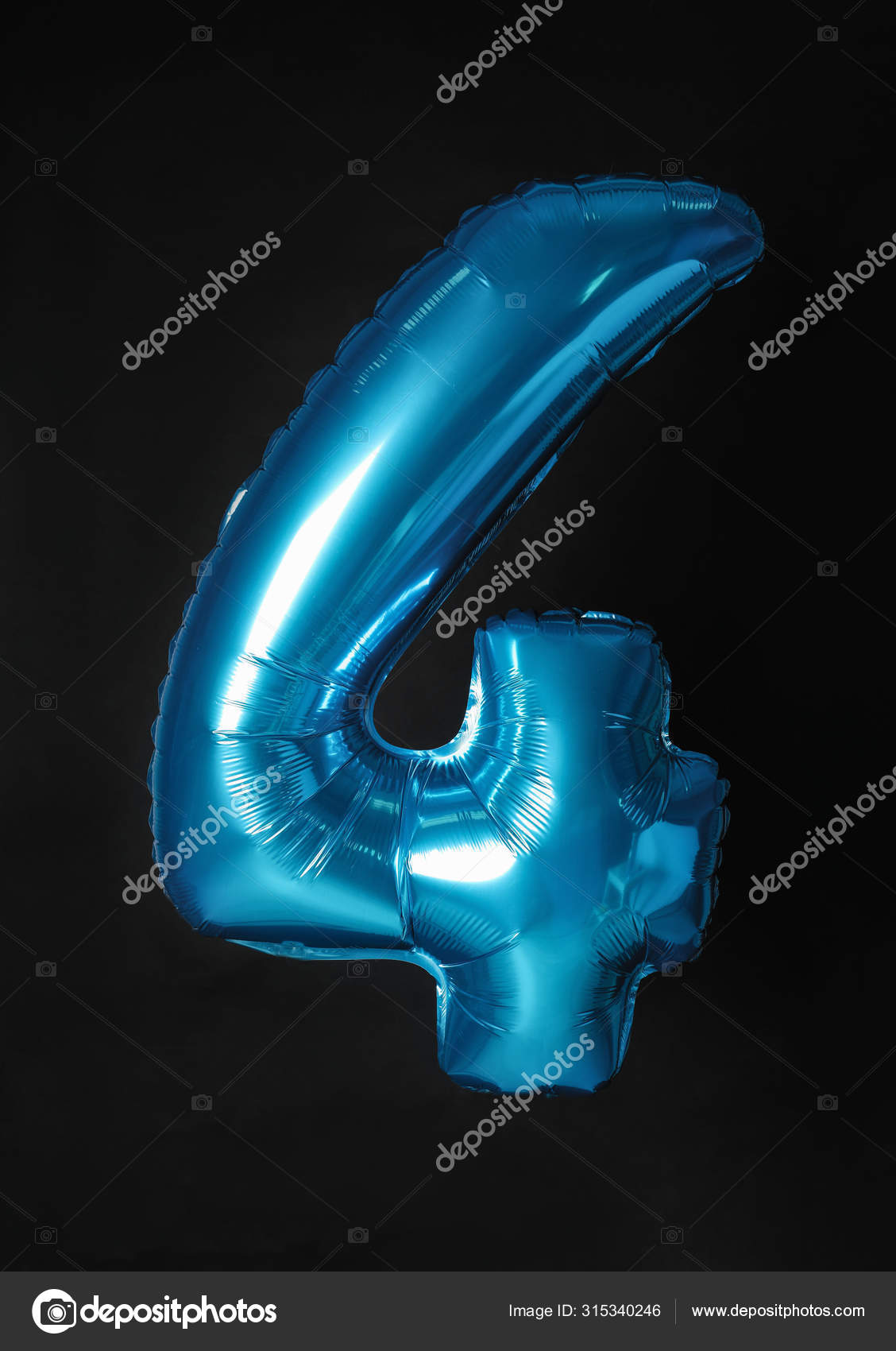 Blue number four balloon on black background — Stock Photo © NewAfrica ...