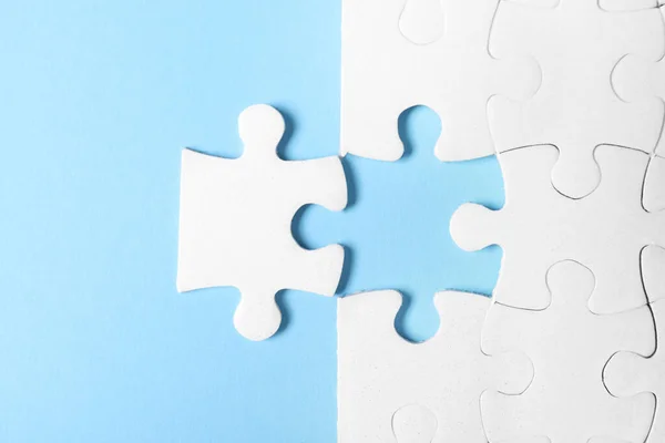 Unfitting White Puzzle Pieces Purple Background Flat Lay — Stock Photo ...