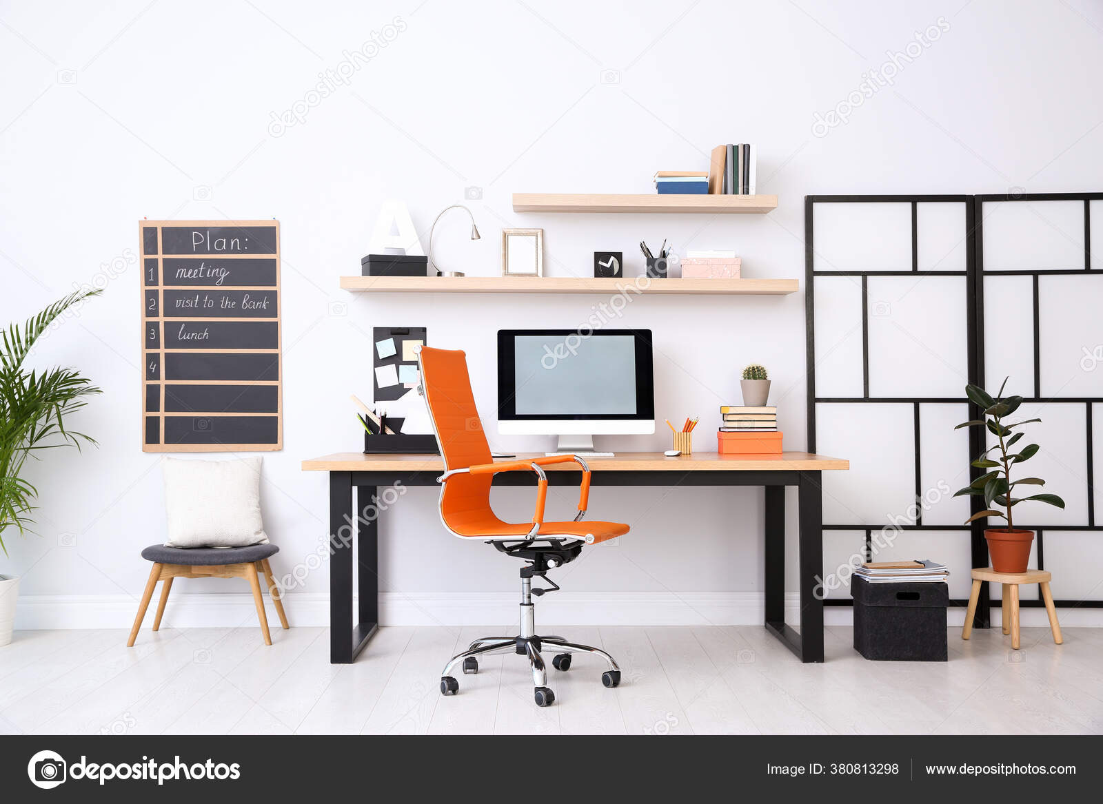 Modern Computer Table Office Interior Stylish Workplace — Stock Photo ...