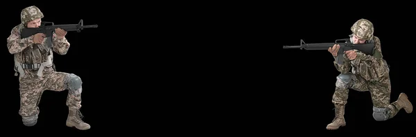 Female Soldier Machine Gun White Background Banner Design Military ...