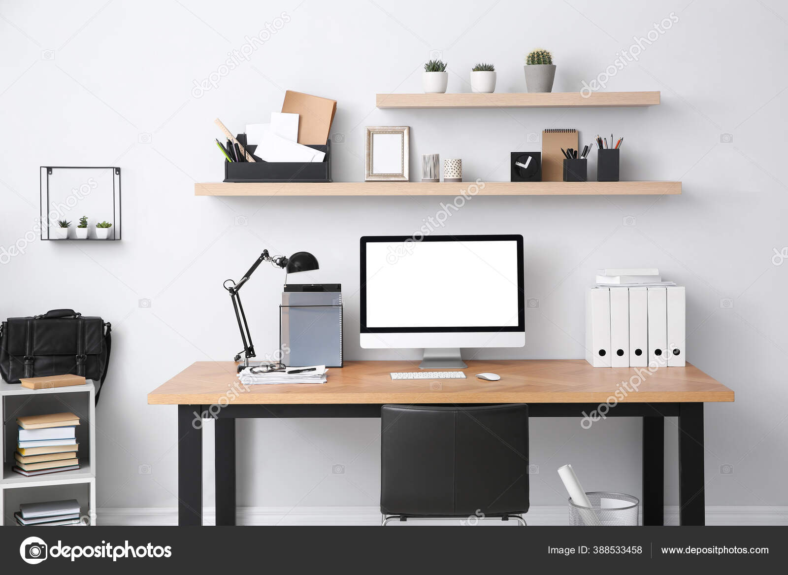 Modern Computer Table Office Interior Stylish Workplace — Stock Photo ...