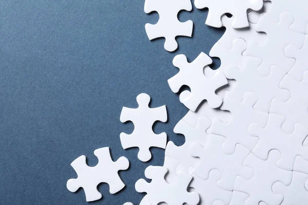 Unfitting White Puzzle Pieces Purple Background Flat Lay — Stock Photo ...