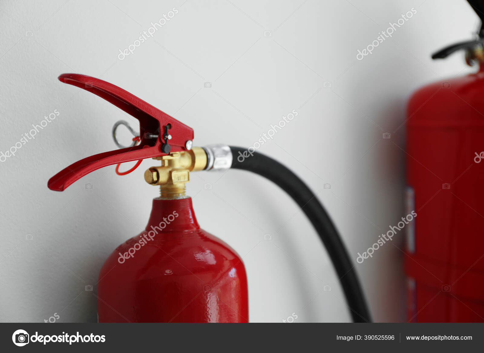 Fire Extinguisher White Background Closeup View Stock Photo by ...