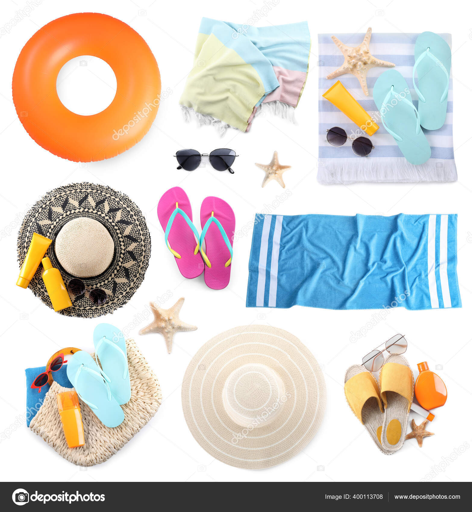 Set Beach Objects White Background Top View Stock Photo by ©NewAfrica ...