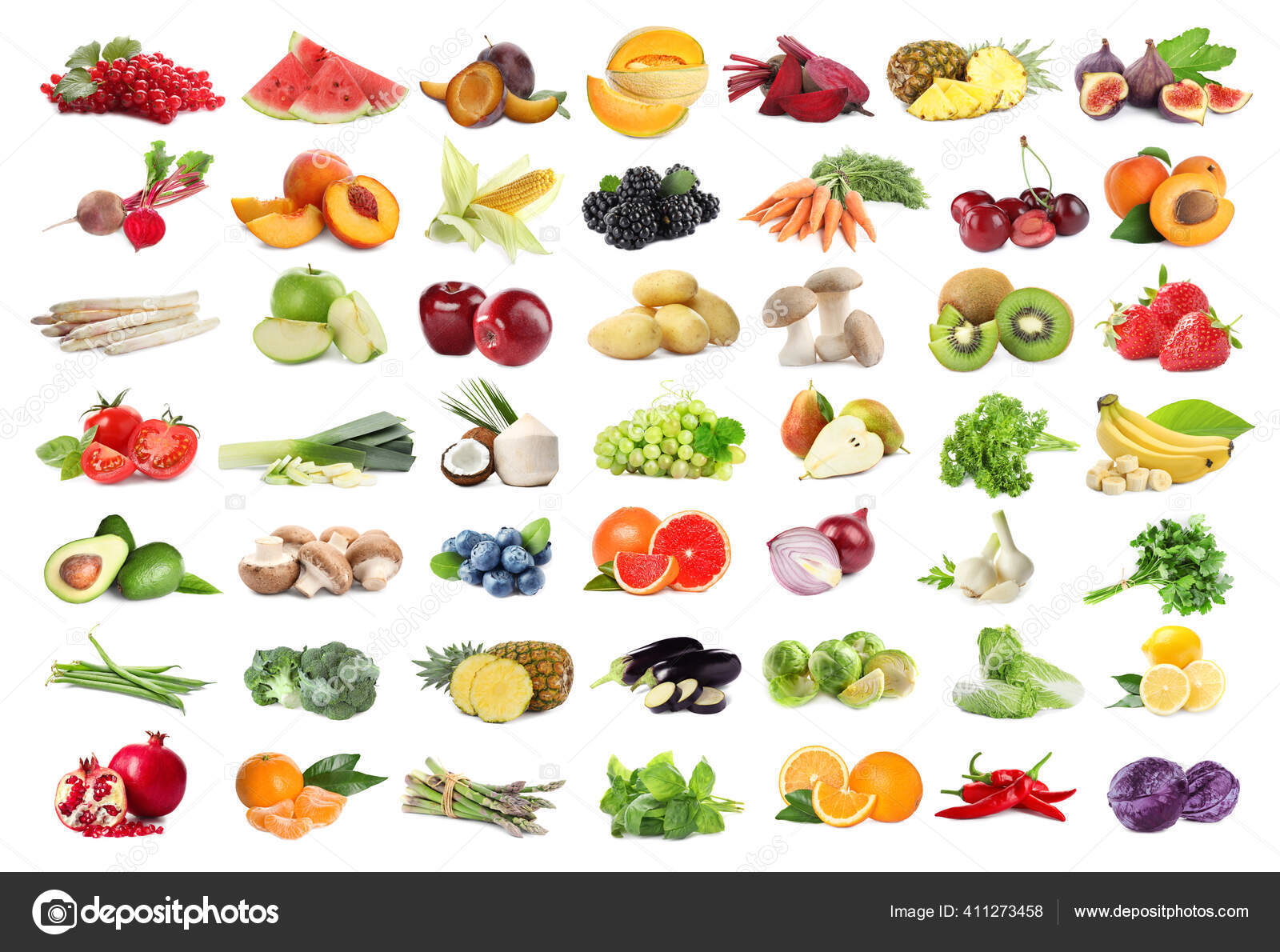 Assortment Organic Fresh Fruits Vegetables White Background Stock Photo ...