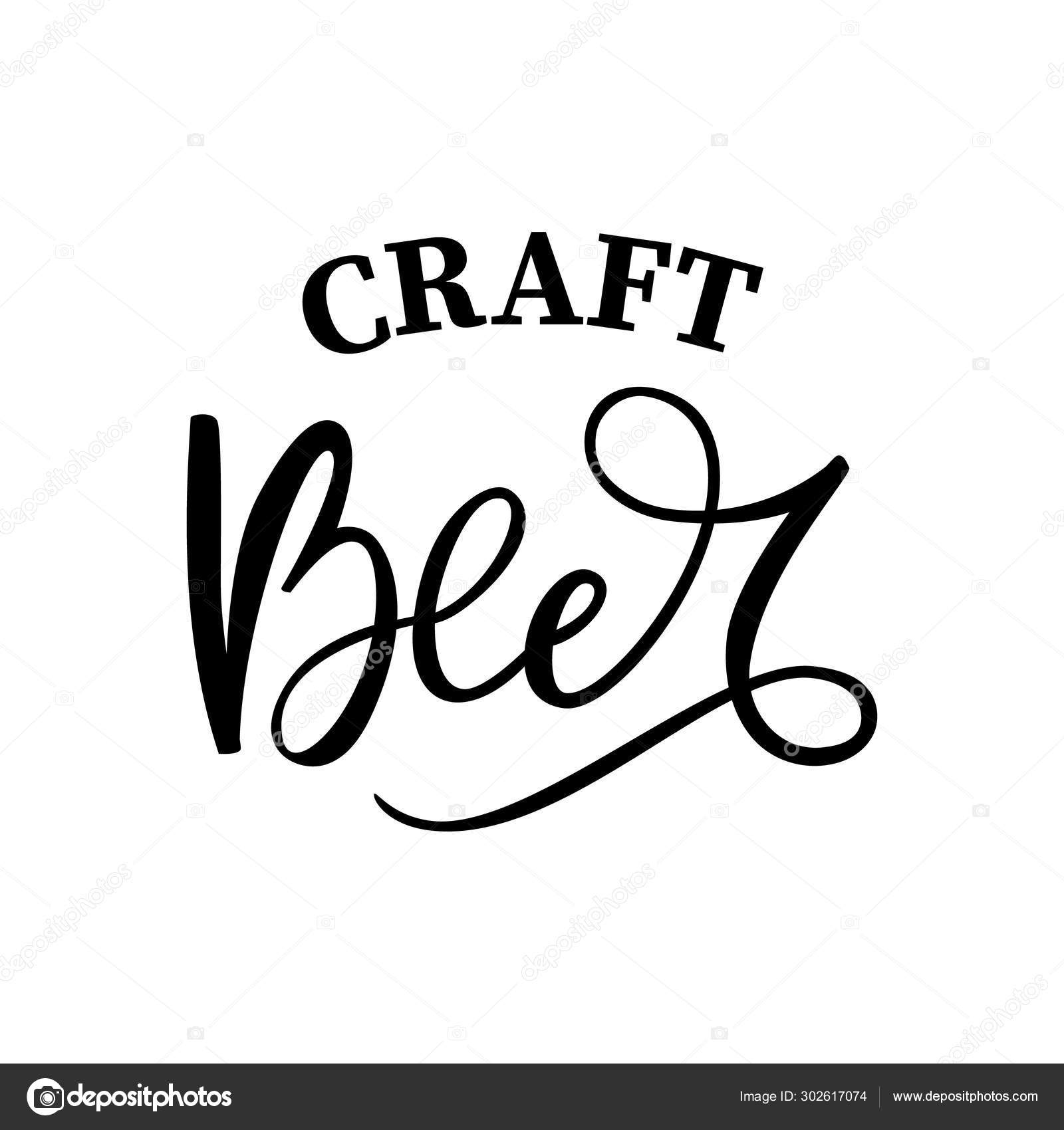 Black hand drawn brush lettering craft Beer on white background — Stock ...