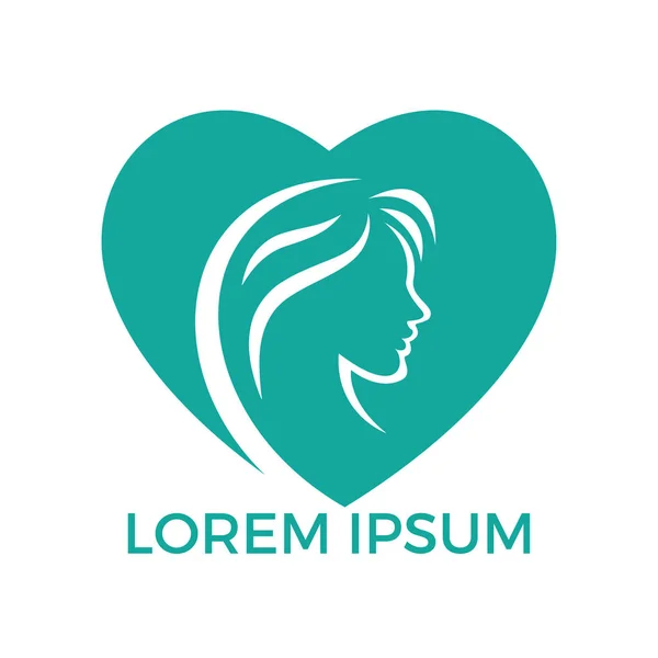 Spa and salon logo design. Beauty lady in heart shape vector icon ...