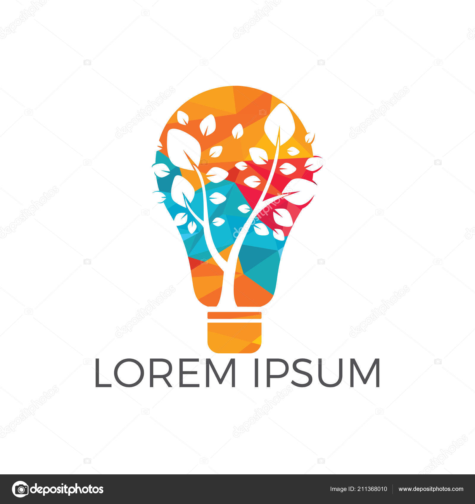 Abstract Bulb Lamp Tree Logo Design Nature Idea Innovation Symbol Stock ...